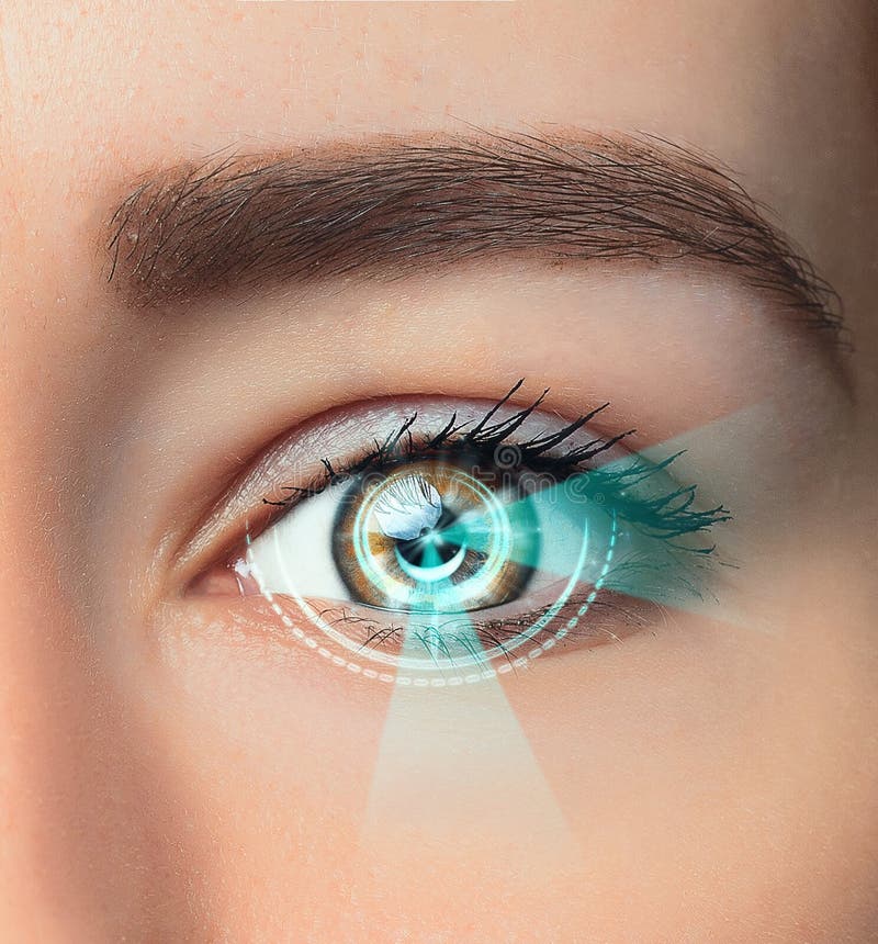 The Conceptual Image of Digital Eye of a Young Woman Stock Photo ...