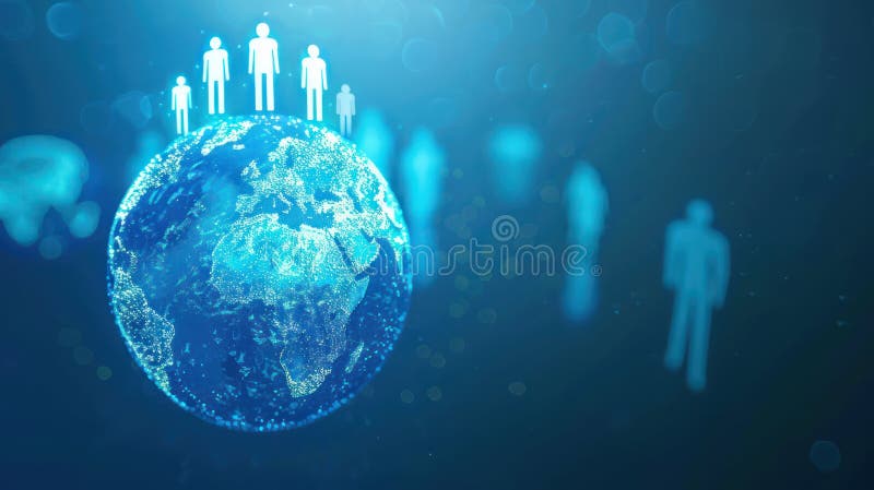 Conceptual Image of a Digital Globe with People Icons Representing ...