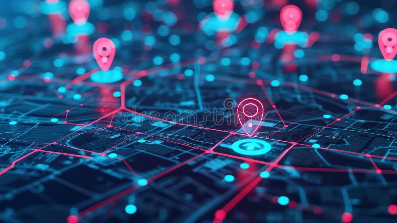 Conceptual Image of a Digital Map with Icons Representing Stock ...