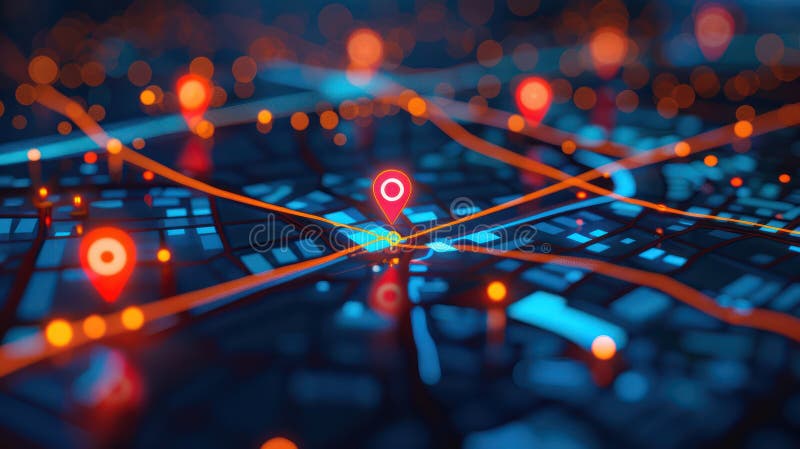 Conceptual Image of a Digital Map with Icons Representing Stock ...