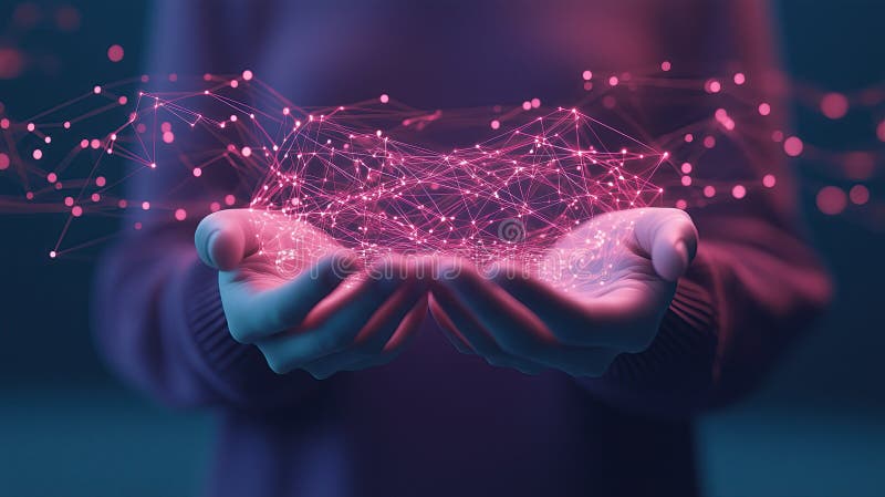 Conceptual Image of Digital Ownership with Glowing Connections in Hands ...