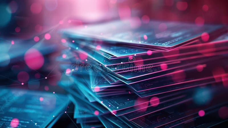 Conceptual Image of a Digital Stack of Documents Stock Illustration ...