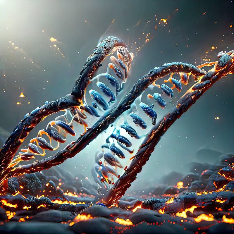 Conceptual Image of DNA Structure with Molecules, Illustrating Genetic ...
