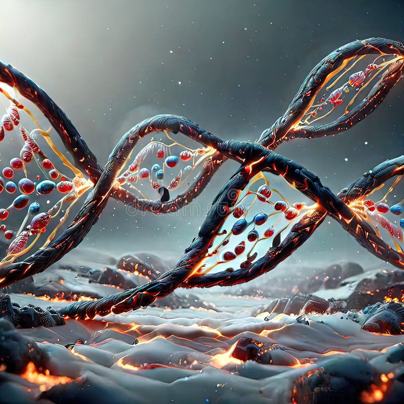 Conceptual Image of DNA Structure with Molecules, Illustrating Genetic ...
