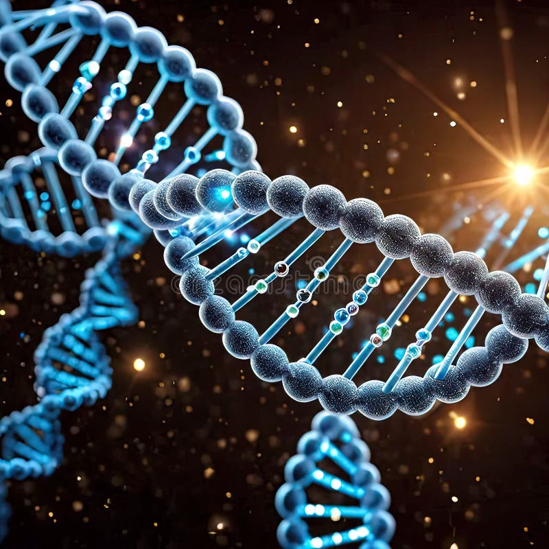 Conceptual Image of DNA Structure with Molecules, Illustrating Genetic ...