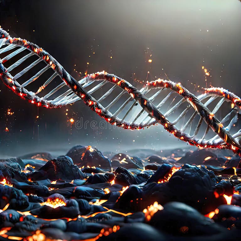 Conceptual Image of DNA Structure with Molecules, Illustrating Genetic ...