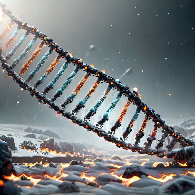 Conceptual Image of DNA Structure with Molecules, Illustrating Genetic ...
