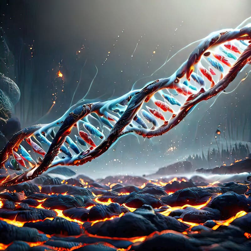 Conceptual Image of DNA Structure with Molecules, Illustrating Genetic ...
