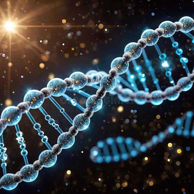 Conceptual Image of DNA Structure with Molecules, Illustrating Genetic ...