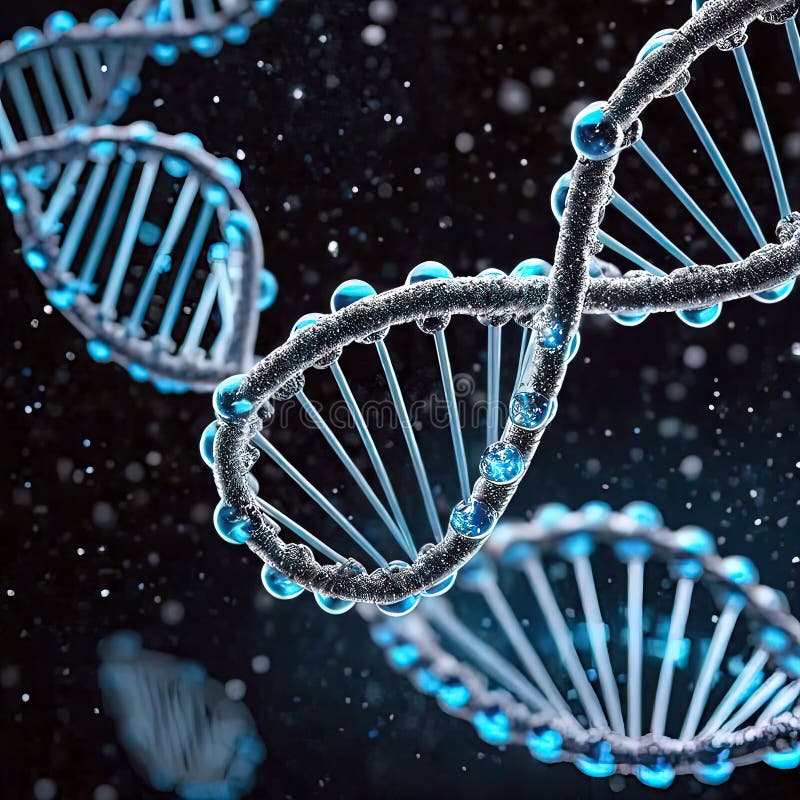 Conceptual Image of DNA Structure with Molecules, Illustrating Genetic ...