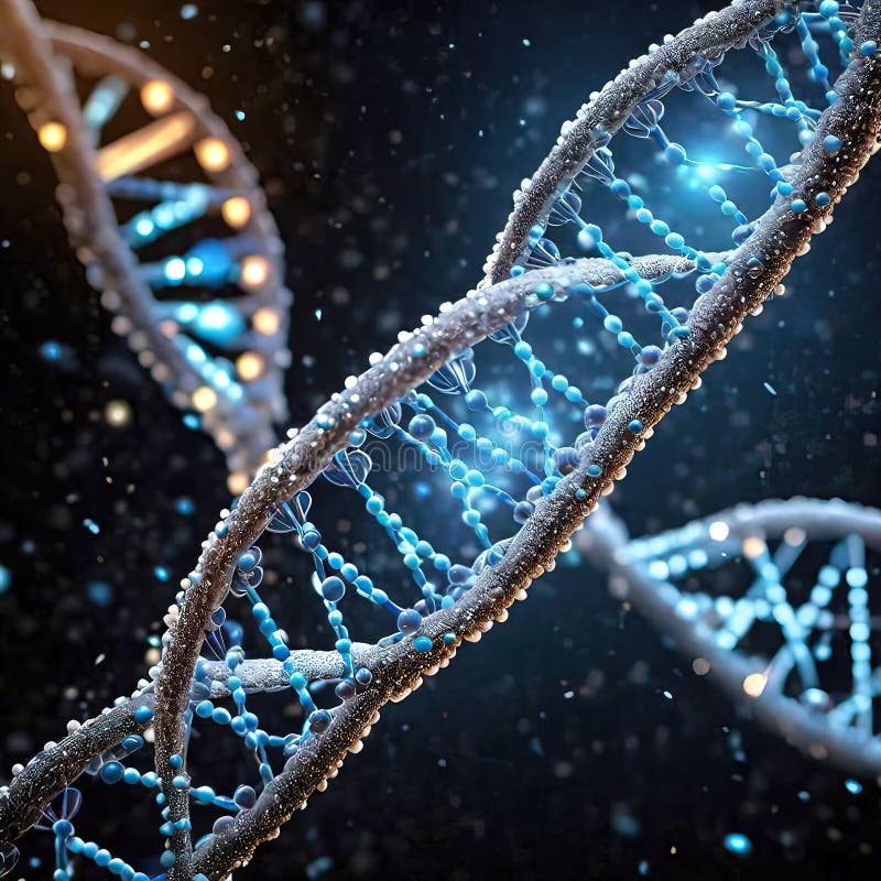 Conceptual Image of DNA Structure with Molecules, Illustrating Genetic ...