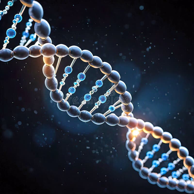 Conceptual Image of DNA Structure with Molecules, Illustrating Genetic ...