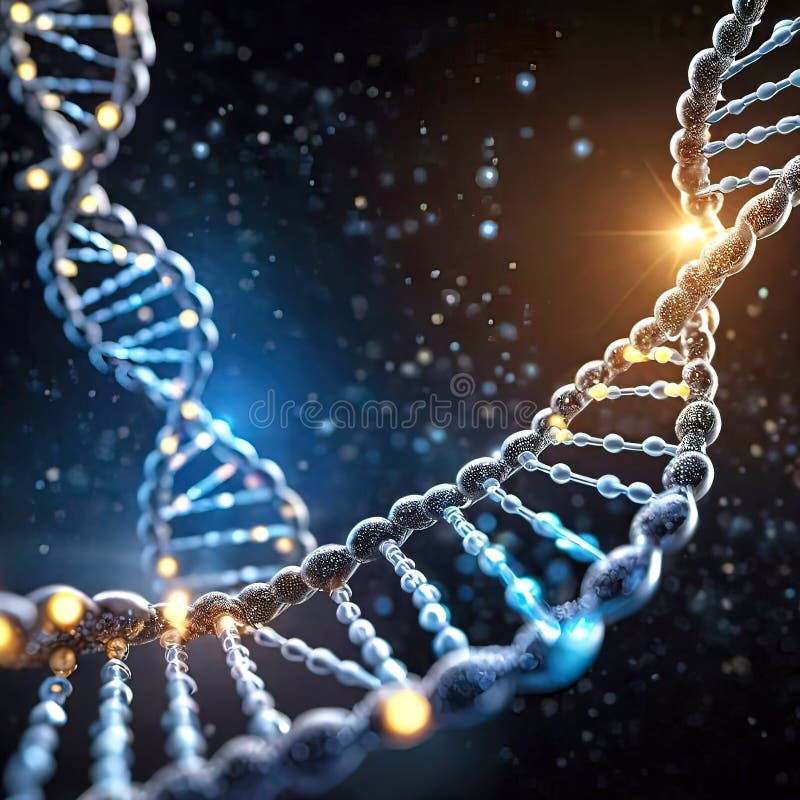 Conceptual Image of DNA Structure with Molecules, Illustrating Genetic ...