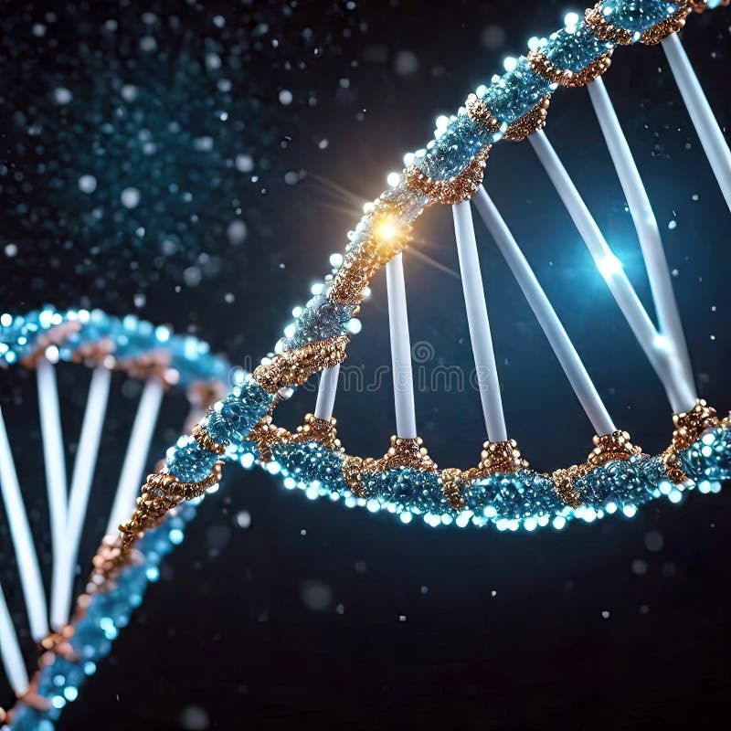 Conceptual Image of DNA Structure with Molecules, Illustrating Genetic ...