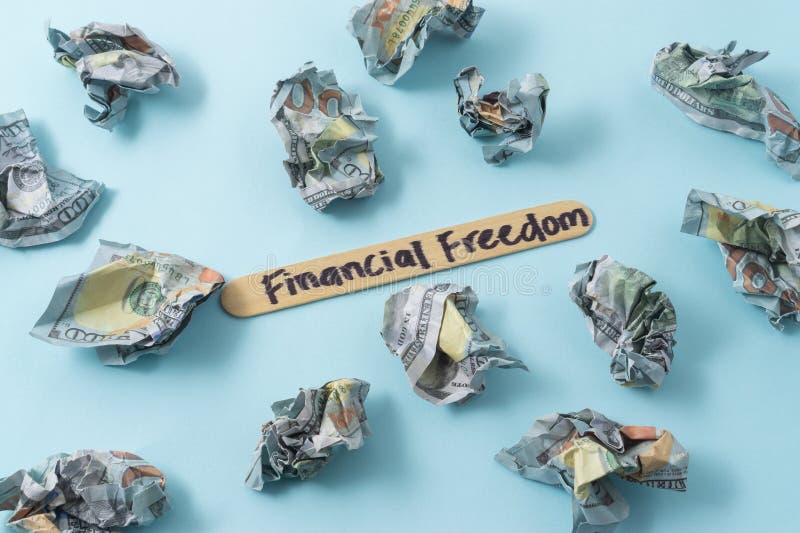 Conceptual Image of Dollar Banknote with a Text Financial Freedom Stock ...