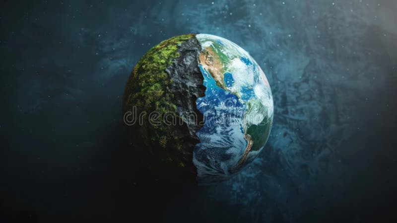 Conceptual Image of the Earth Divided into Polluted and Clean Stock ...