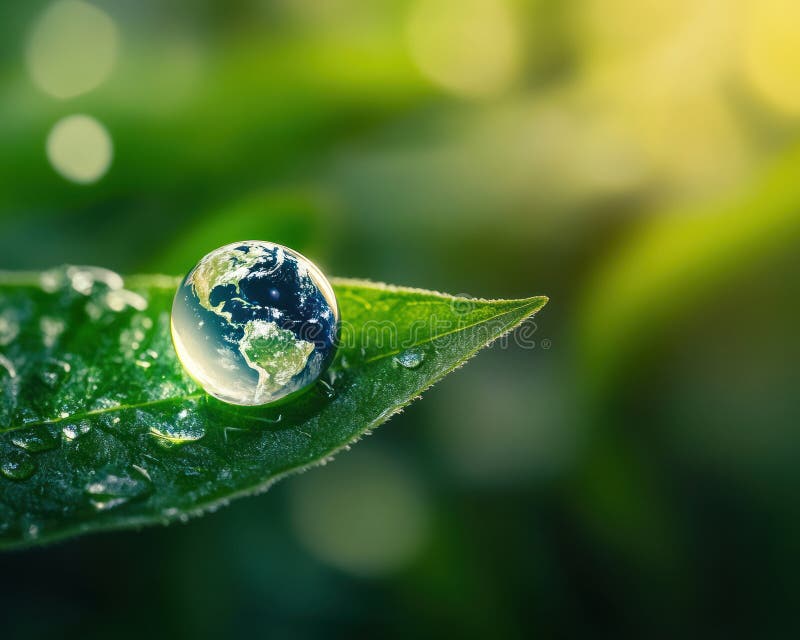 Conceptual Image of Earth Enclosed in a Transparent Sphere on Leaf ...