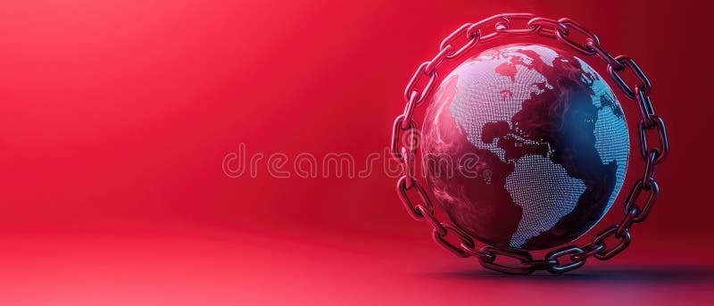 A Conceptual Image of the Earth Wrapped in Chains, Symbolizing Global ...