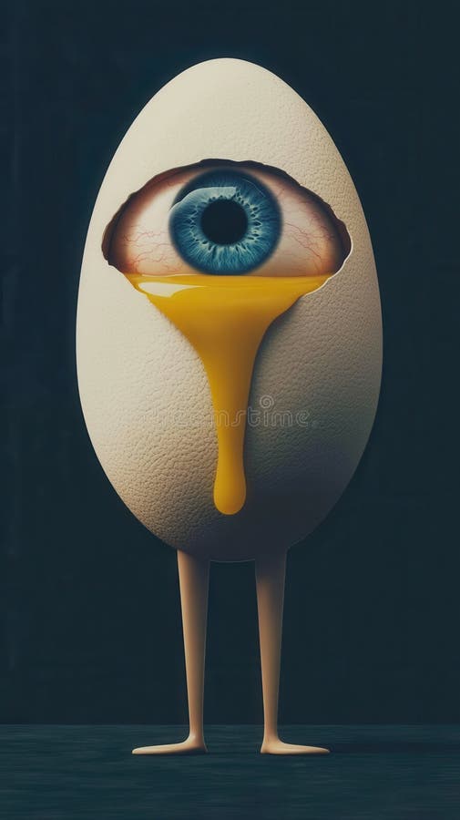 Conceptual Image of Egg with Eye and Dripping Yolk Stock Photo - Image ...