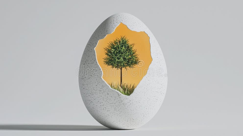 A Conceptual Image of an Egg with a Tree Growing Inside, Symbolizing ...