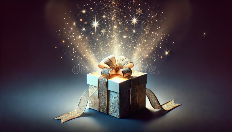 A Conceptual Image of an Elegant Open Gift Box with Sparkling Stars and ...