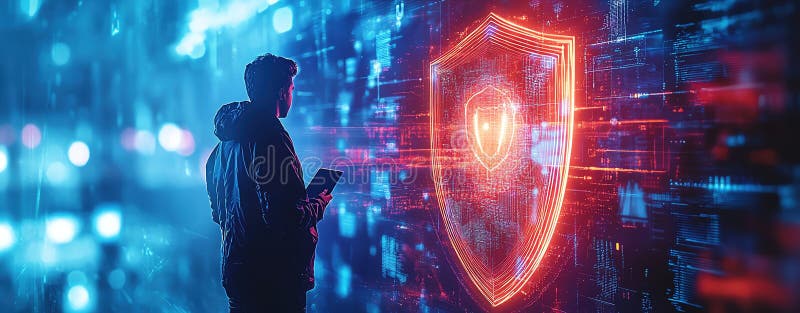 A Conceptual Image of Ethical Hacking, with a Glowing Shield Splitting ...