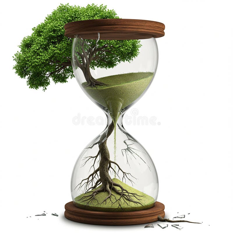 A Conceptual Image Featuring an Hourglass with a Tree Growing Inside ...