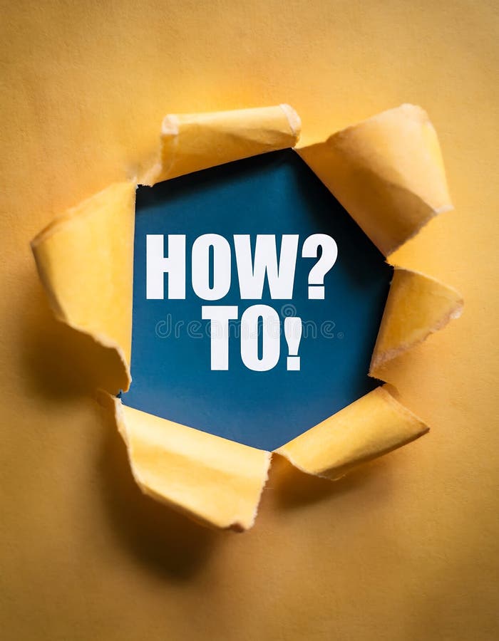 Torn Yellow Paper Revealing How-To Typography on Blue Background. AI ...