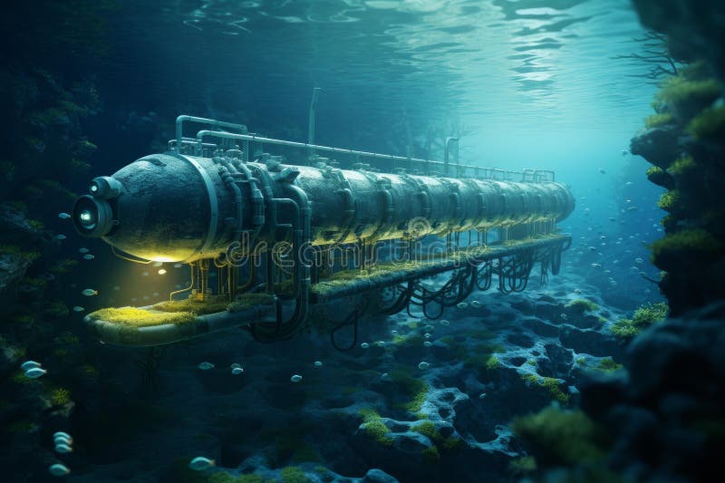 Conceptual Image of a Futuristic Submarine Navigating through ... Conceptual Image of a Futuristic Submarine Navigating through ...
