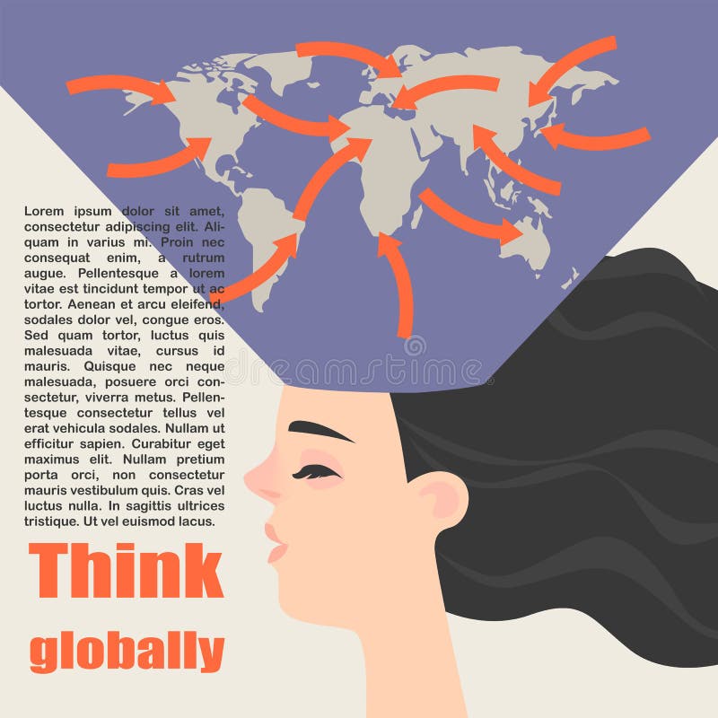 Conceptual Image of a Global Thinking. Stock Vector - Illustration of ...