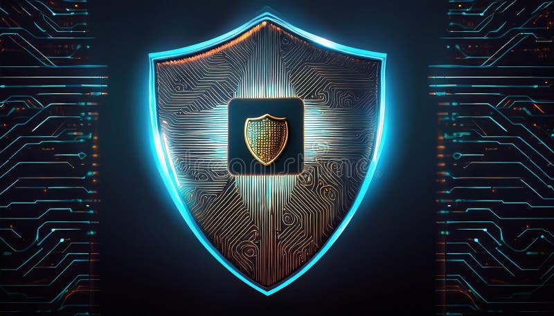 Conceptual Image of Glowing Shield Featuring Circuit Patterns and AI ...