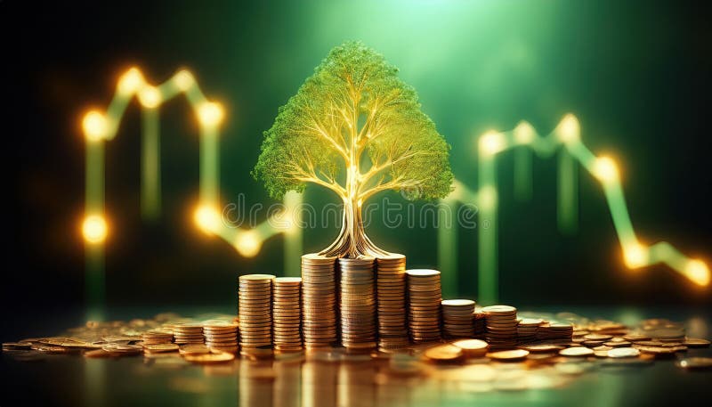 Conceptual Image of Glowing Tree Shaped Like Graph, Symbolizing Growth ...