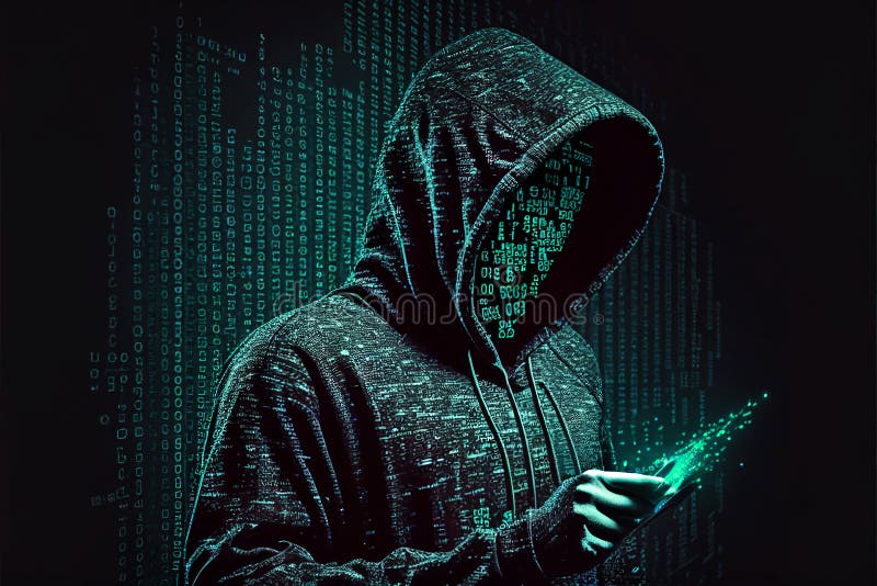 Conceptual Image of a Hacker Wearing Hoodie Stock Illustration ...