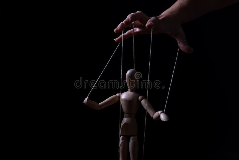 Conceptual Image of a Hand with Strings To Control a Marionette Stock ...