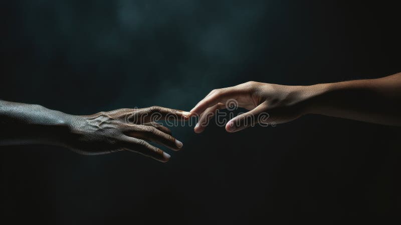 Hands Reaching Out To Help Each Other in a Dark-toned Setting. Ai ...