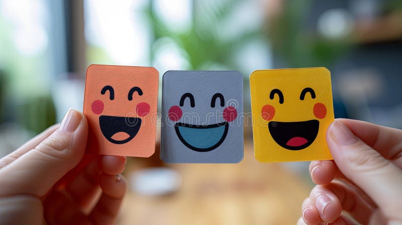 Conceptual Image of Happy Emotions on Paper Cubes Stock Illustration ...
