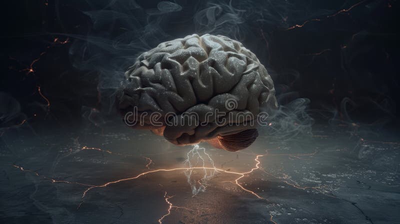 Conceptual Image of the Human Brain with Electrical Activity Stock ...