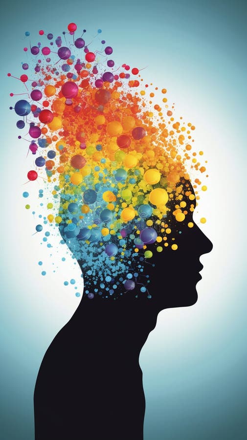 Conceptual Image of a Human Head with Colorful Splashes Concept Stock ...