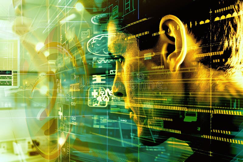 Digital Representation of Human Brain Data and Analytics Stock Image ...