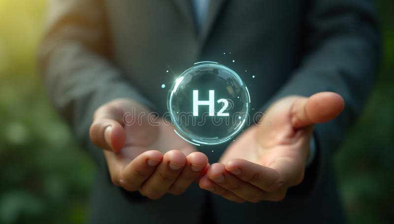 Hands Holding Glowing H2 Symbol for Clean Hydrogen Energy Future Stock ...