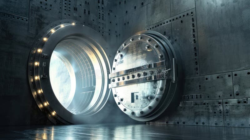 A Conceptual Image of a Large, Secure Vault with an Open Door Stock ...