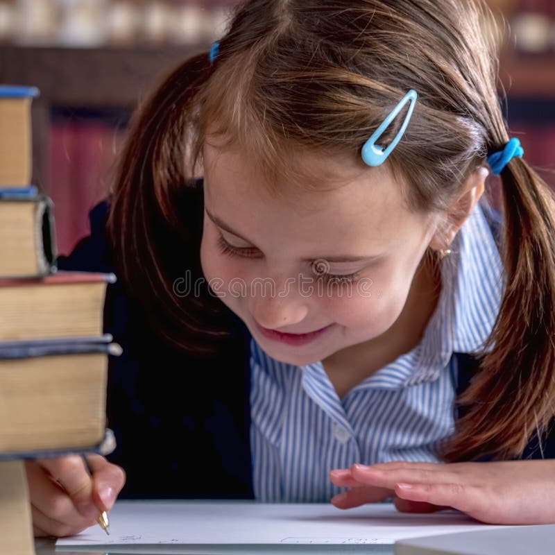 Conceptual Image: Learning Process. Funny Portrait of Young Happy Girl ...
