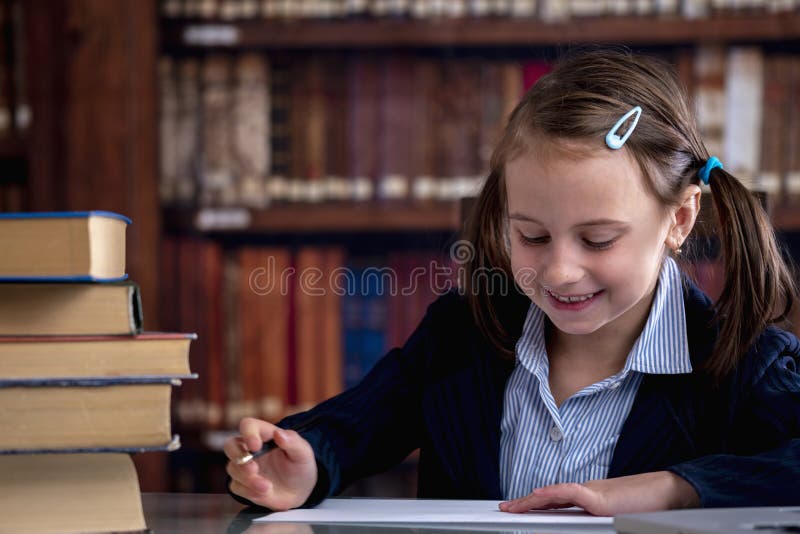 Conceptual Image: Learning Process. Portrait of Young Happy Girl ...