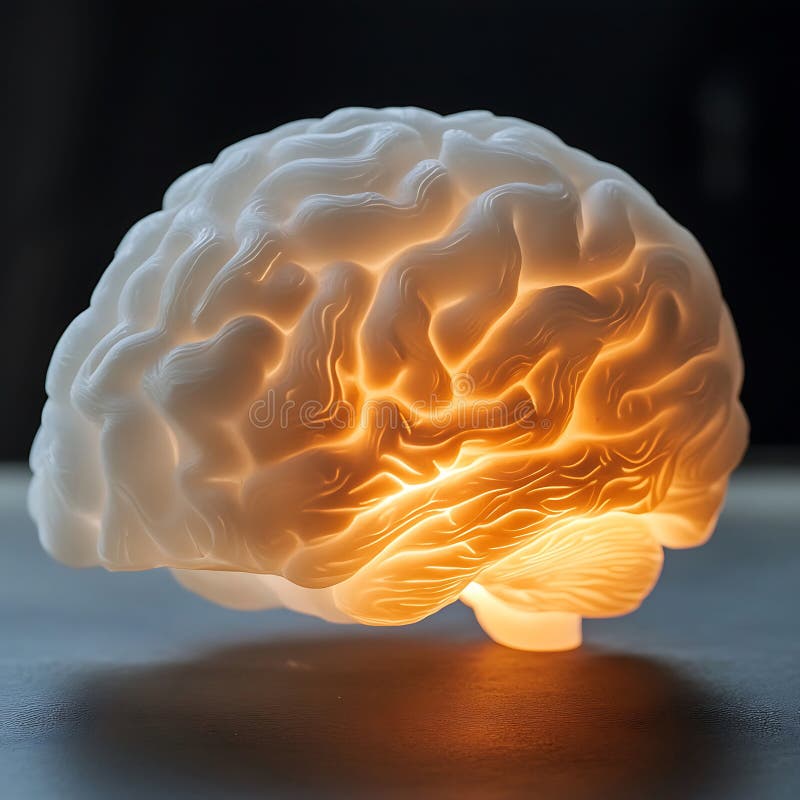 Human Brain Inside Light Bulb, Illustration.Hot Light Bulb Brain.Bright ...