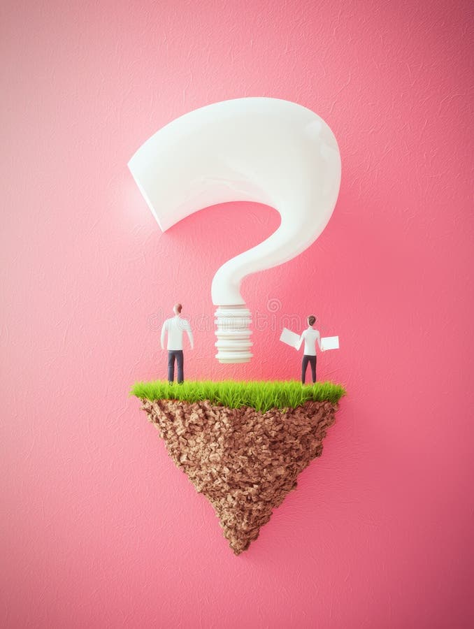 Conceptual Image of Light Bulb Question Mark with Miniature Figures on ...