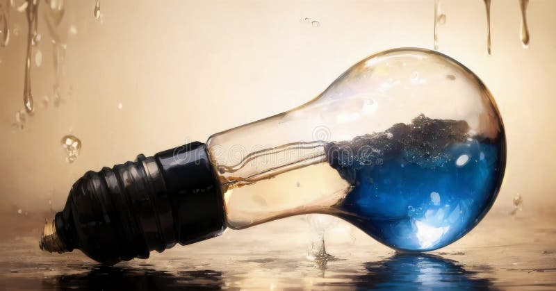 Conceptual Bulb with Blue Pigment Stock Photo - Image of creativity ...