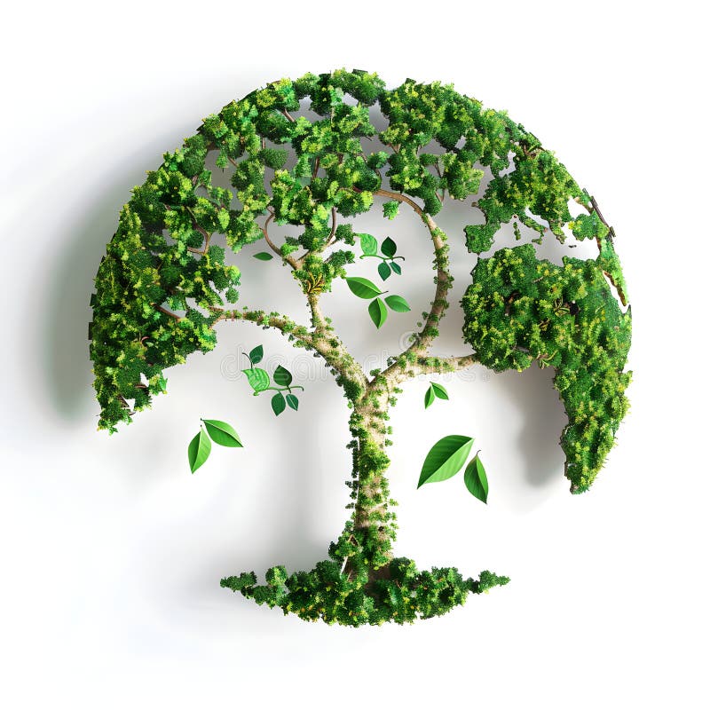 Sustainable Earth Green Tree in Planet Shape Stock Image - Image of ...