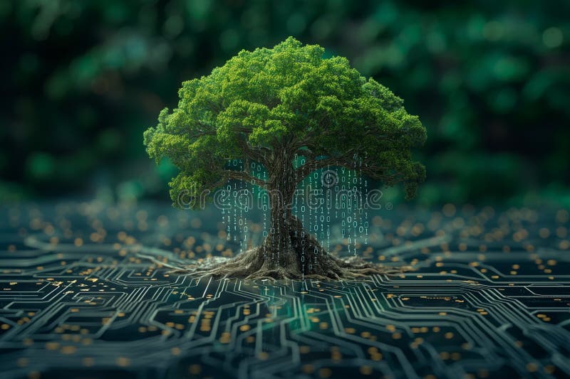 Conceptual Image of a Miniature Tree Growing on the Surface of a ...