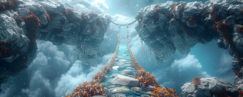 Conceptual Image of Mitigating Risks with a Pathway between Cliffs in a ...