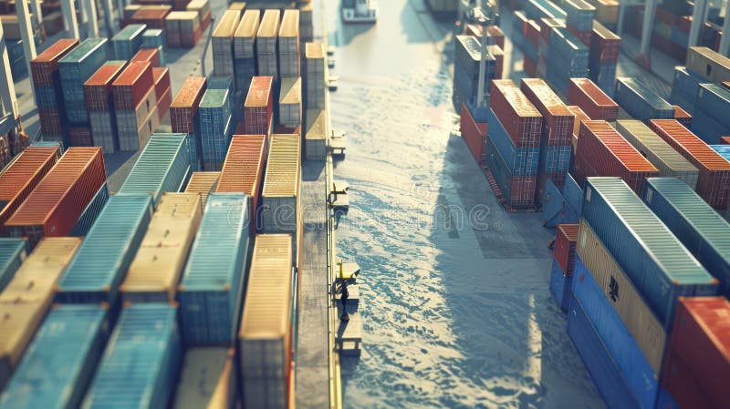 Conceptual Image of a Modern Port with Advanced Stock Illustration ...